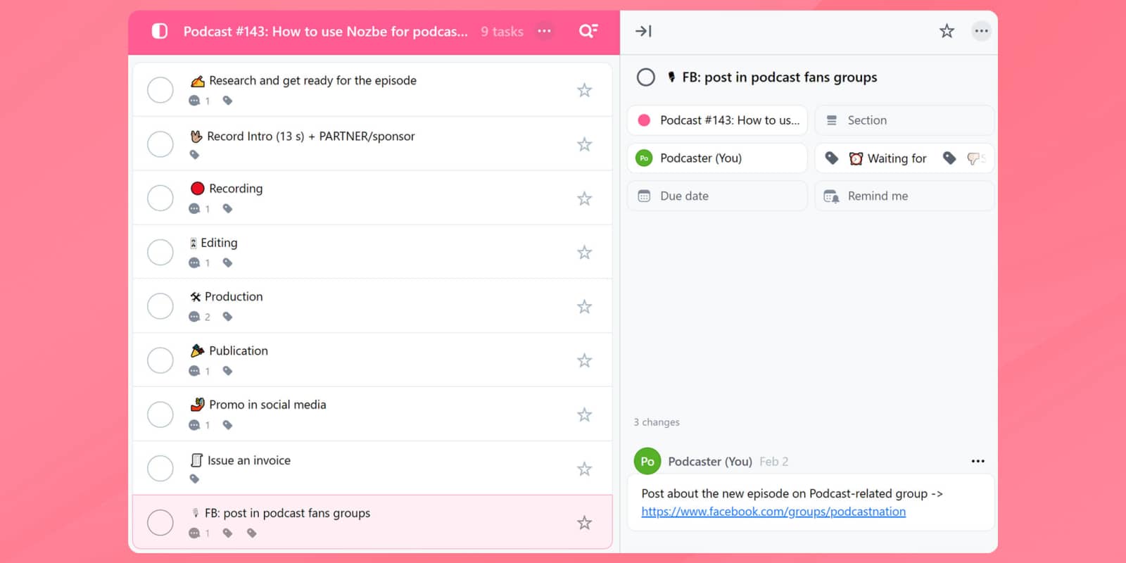 How To Plan Your Podcast Recording With Nozbe - Productivity Tips