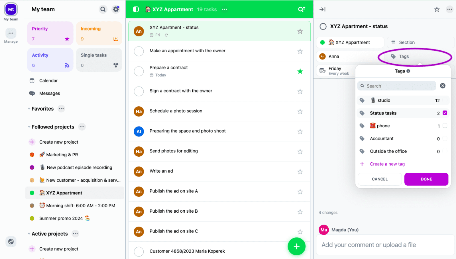 Enhance Your Project Tracking with Status Tasks in Nozbe - Productivity ...